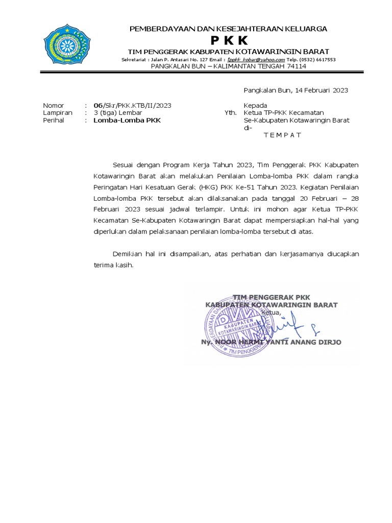 Surat Pemberitahuan Jadwal Lomba | PDF Surat Pemberitahuan Jadwal Lomba | PDF