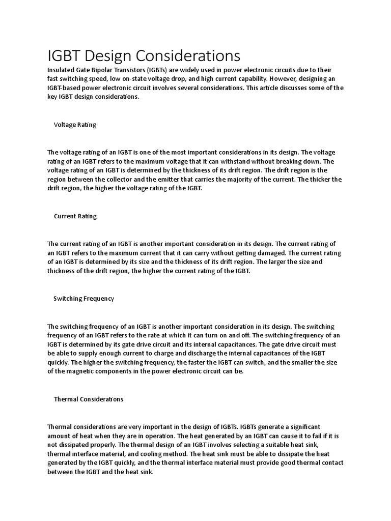 Igbt Design Considerations Pdf Power Electronics Electromagnetic Interference