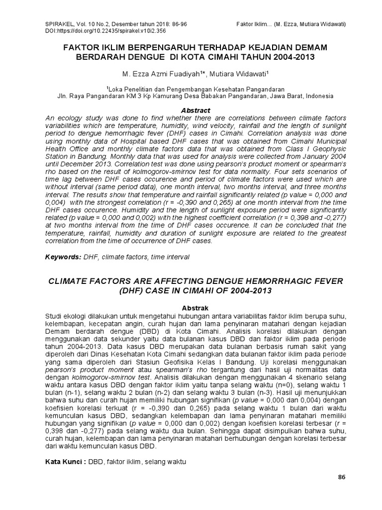 Iklim Terhadap Kejadian DBD Di Cimahi (M. Ezza, 2018) PDF | PDF | Aedes Aegypti | Medical ...