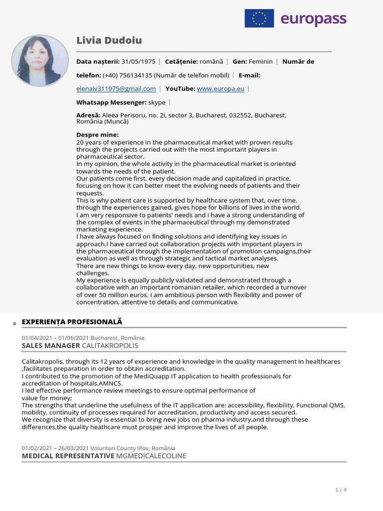 CV - Livia PDF | PDF | Health Care | Medicine