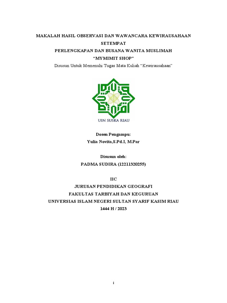 Padma Sudira 2C (Makalah Hasil Observasi Dan Wawancara Kewirausahaan ...
