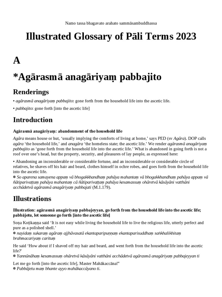 Illustrated Glossary of Pali Terms 2023 | PDF | Enlightenment In ...
