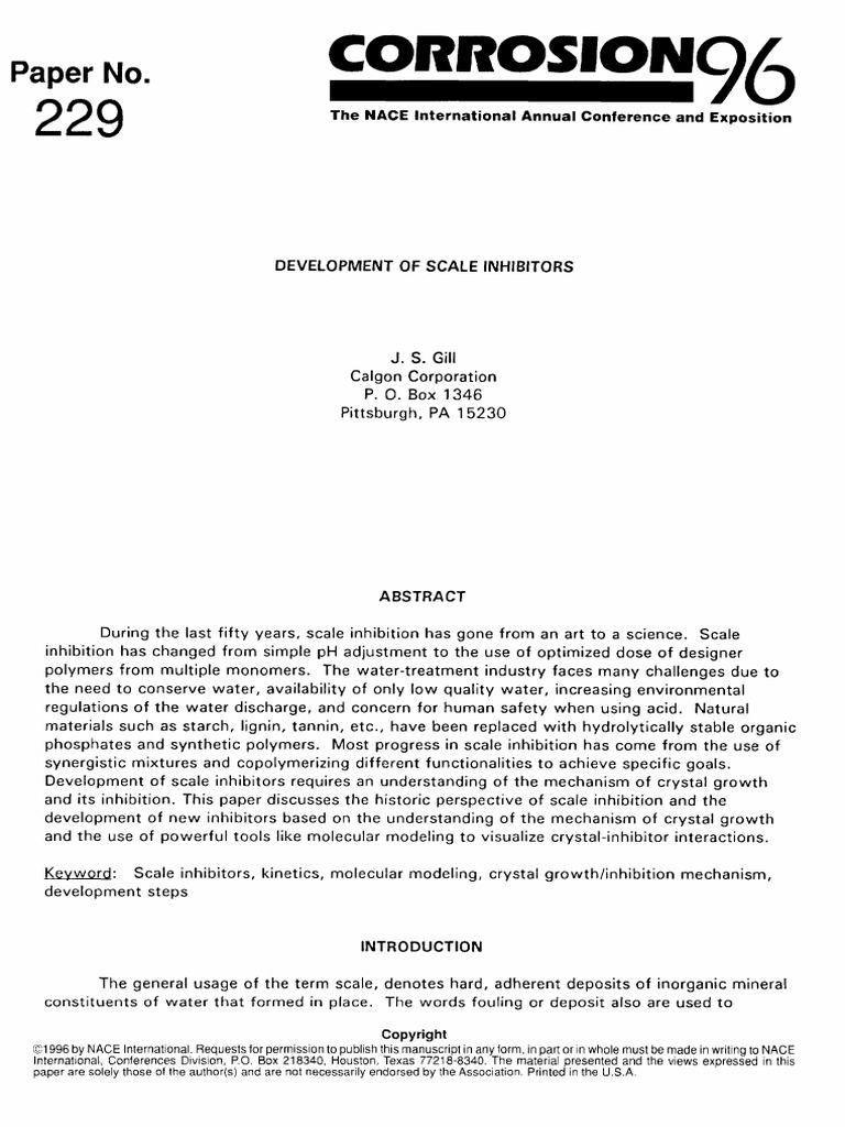 Development of Scale Inhibitors | PDF | Adsorption | Nucleation