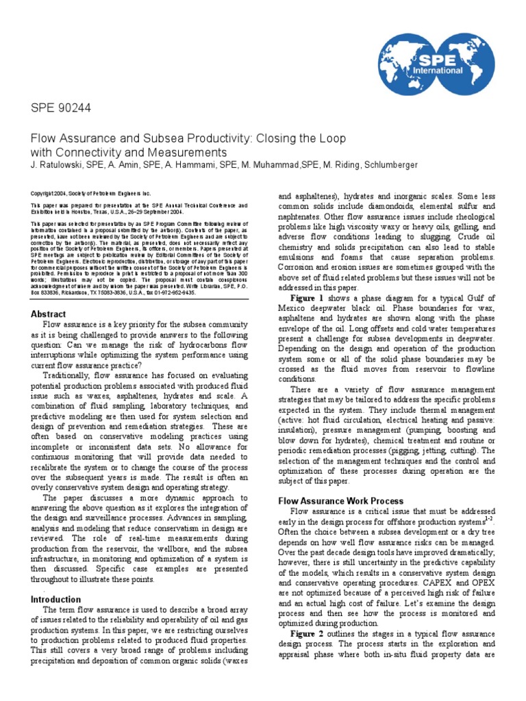 Flow Assurance and Subsea Productivity | PDF | Fluid Dynamics ...
