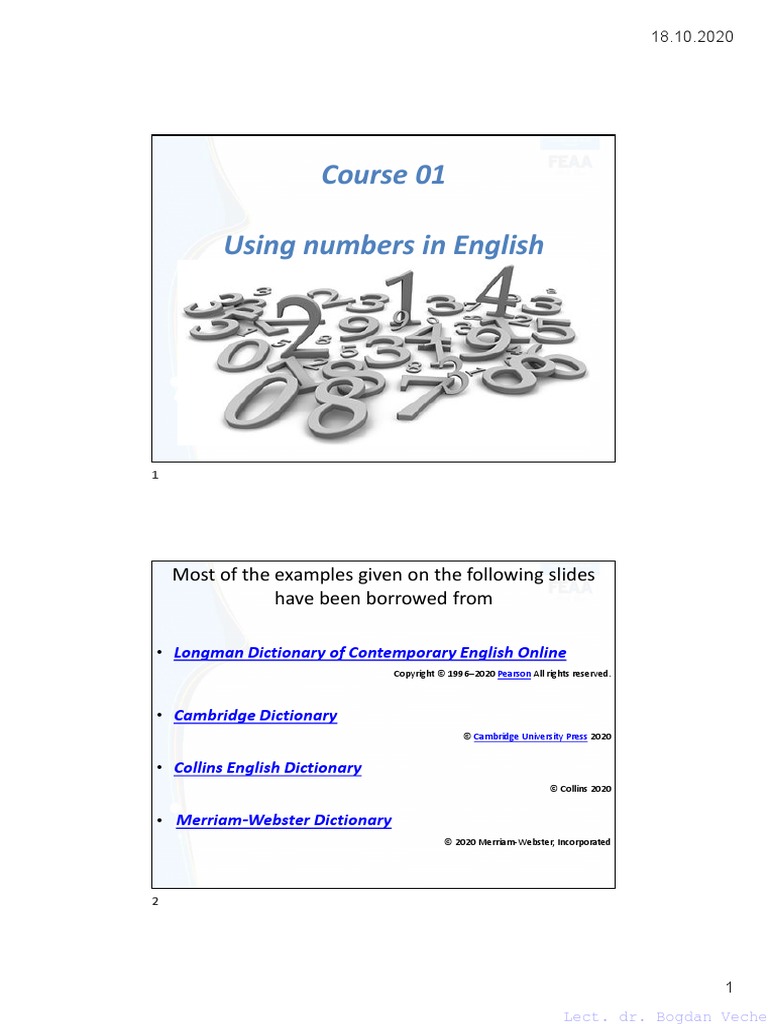 Course 1 - Numbers in English PDF | PDF | Numbers | Decimal