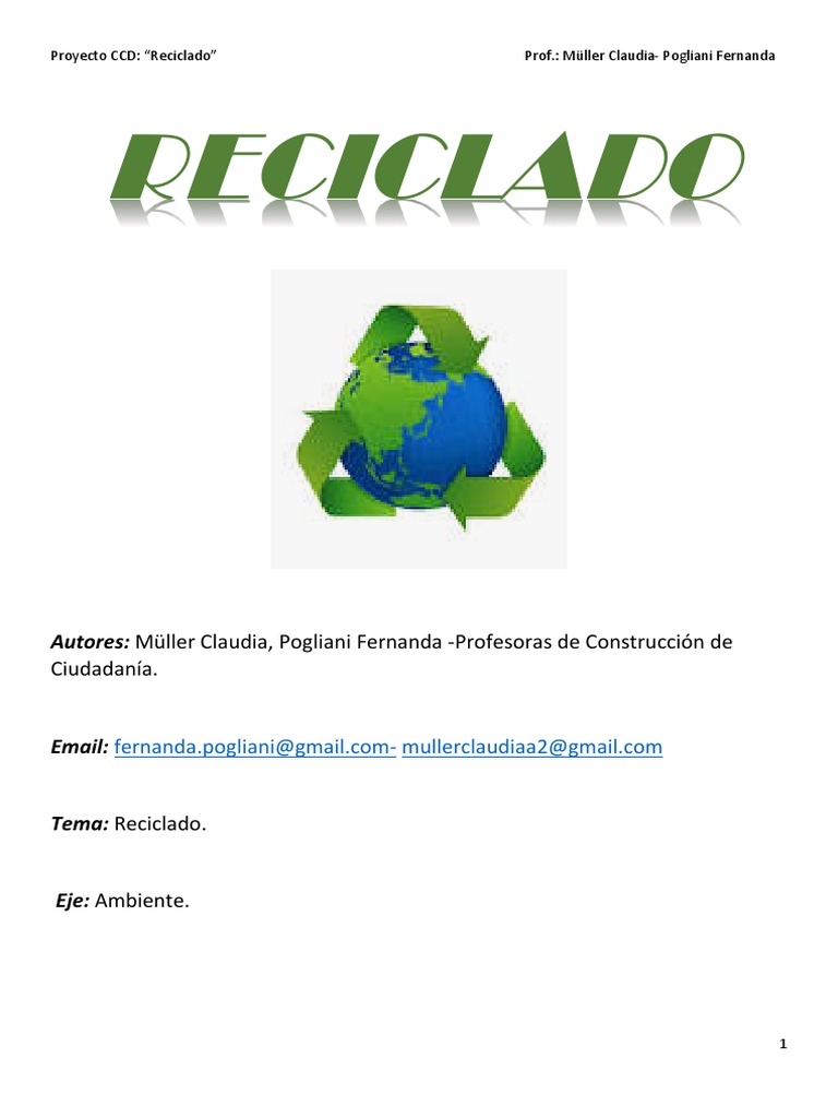 Proyecto Reciclado 2022 | PDF | Residuos | Vertedero