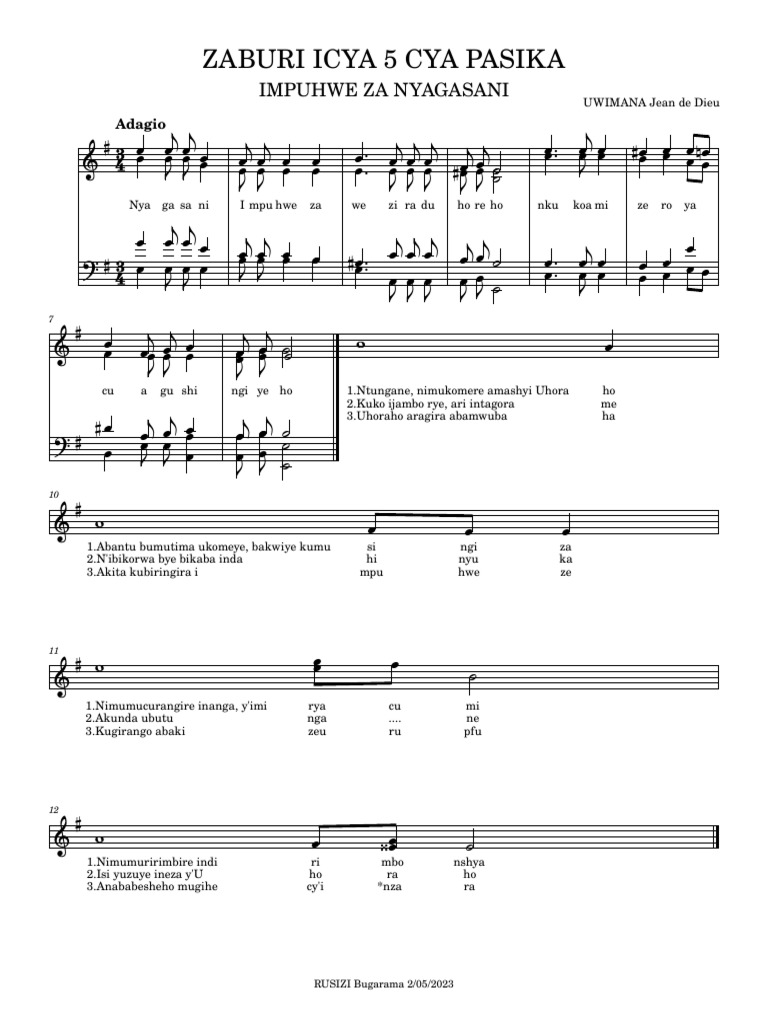 Zaburi - Icya - 5 Cya - Pasika 1 | PDF