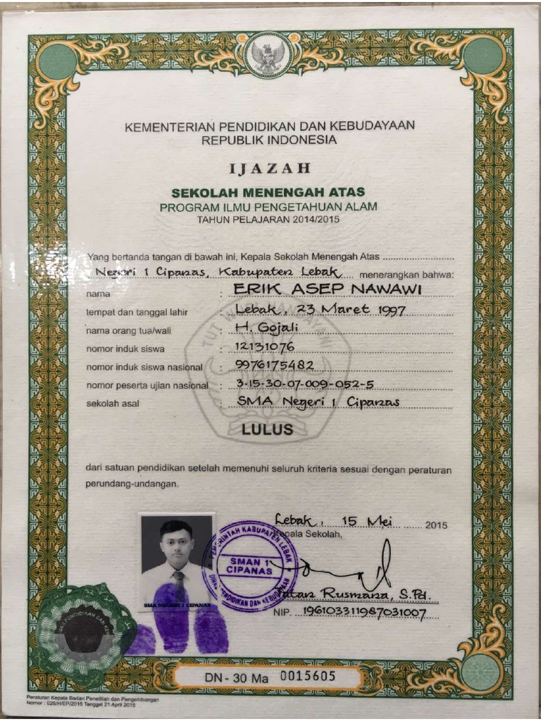 Ijazah & Transkip Nilai | PDF