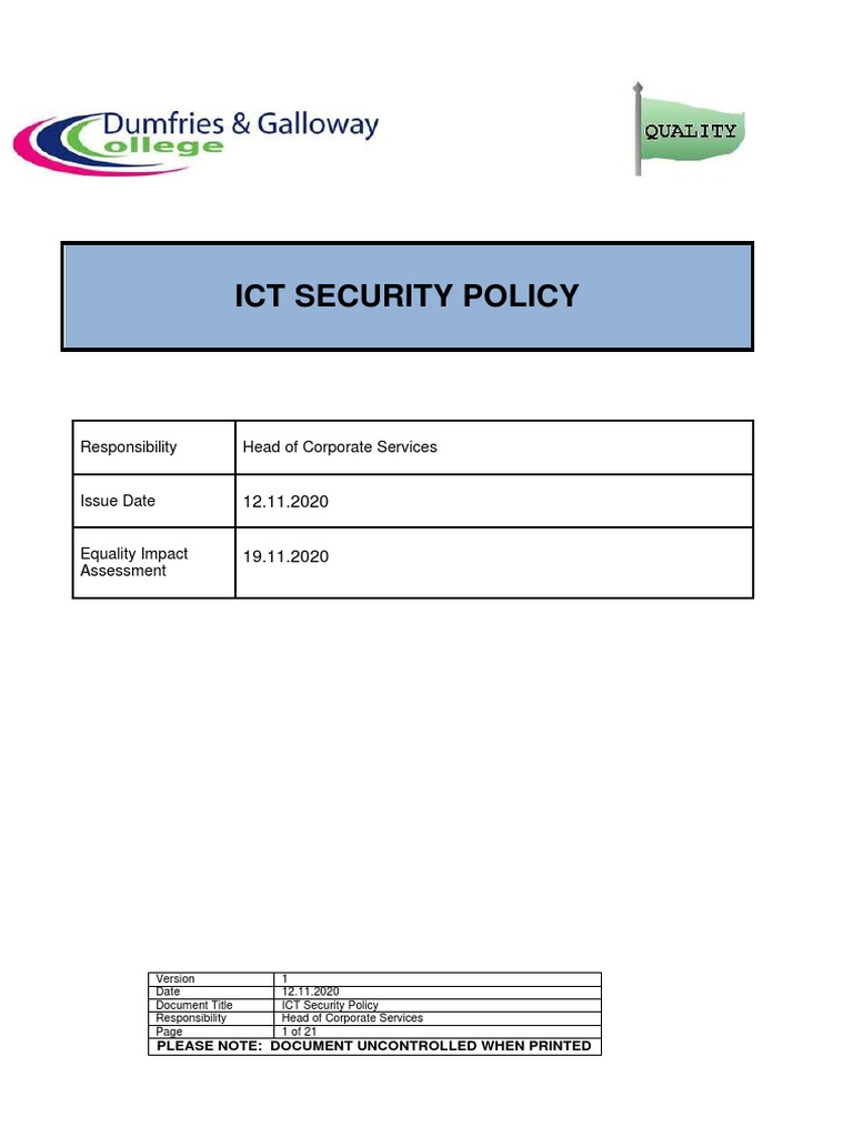 ICT Security Policy | PDF