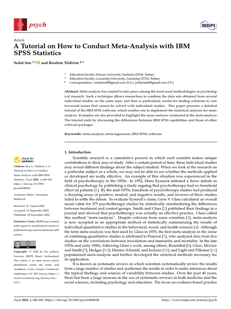 A Tutorial On How To Conduct Meta-Analysis With IB | PDF | Effect Size ...