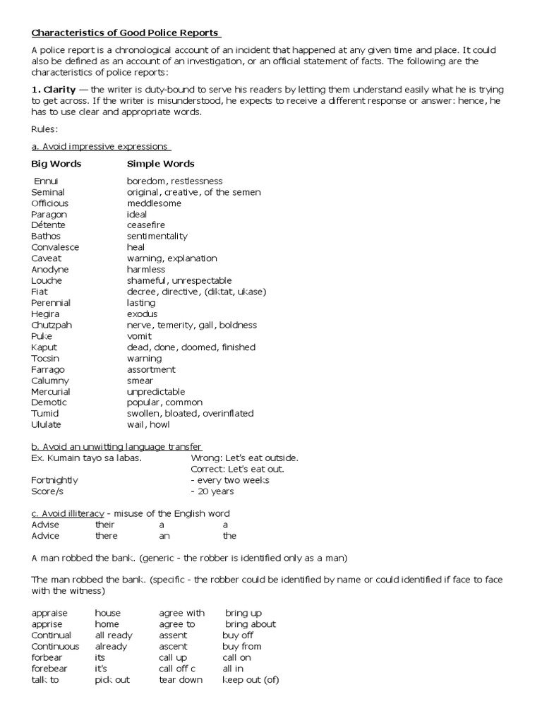 Essentials of Effective Police Reports | PDF | Classified Information ...
