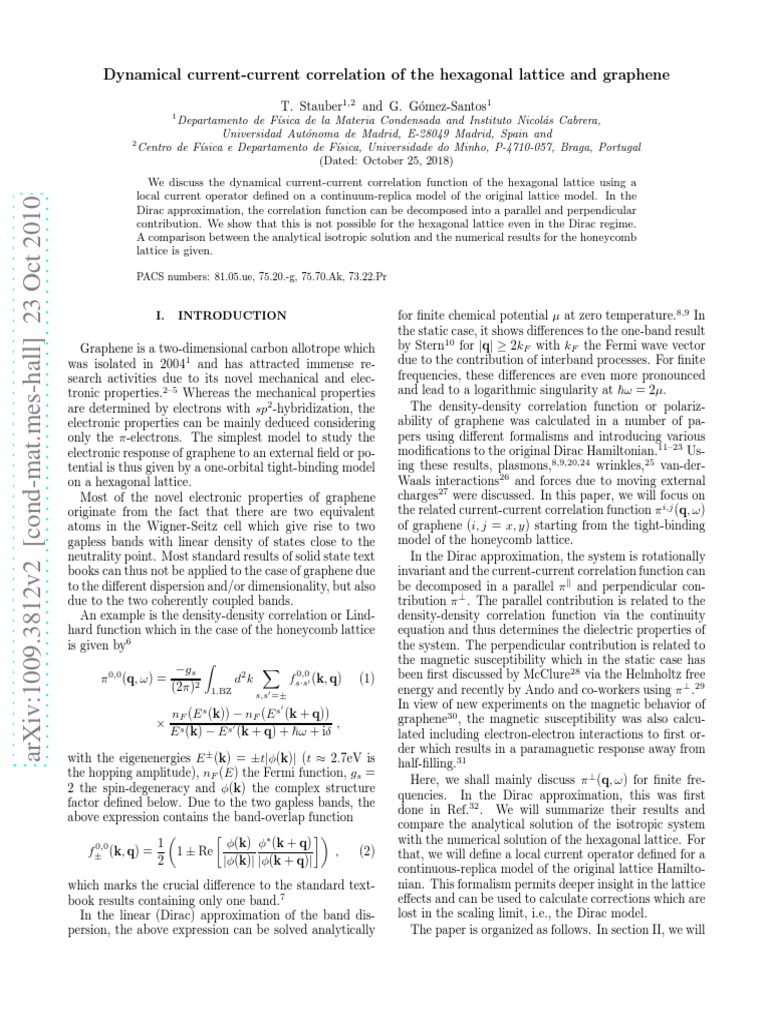Graphene Current Correlation Analysis | PDF | Graphene | Physical Chemistry