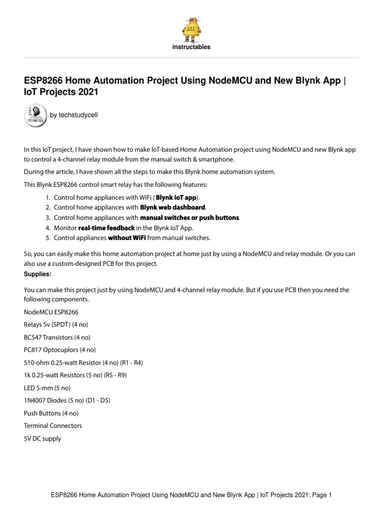Esp8266 Home Automation Project Using Nodemcu And Pdf Pdf Printed Circuit Board Home 1504