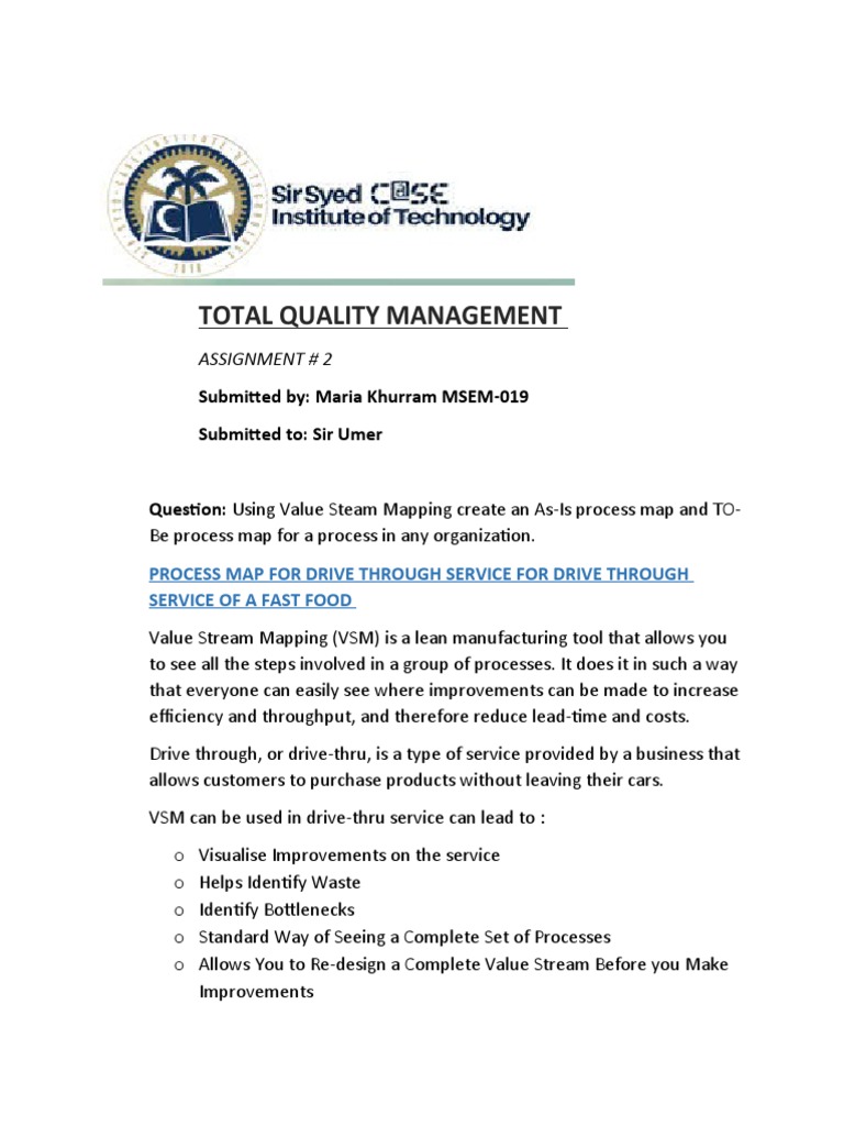 TQM Assignment 2 Process Map | PDF | Business | Business Process