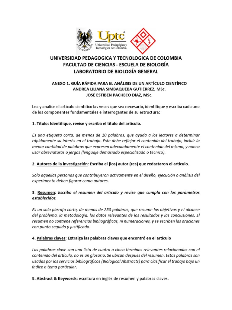 Guía para Analizar Artículos Científicos | PDF | Experimentar | Hipótesis
