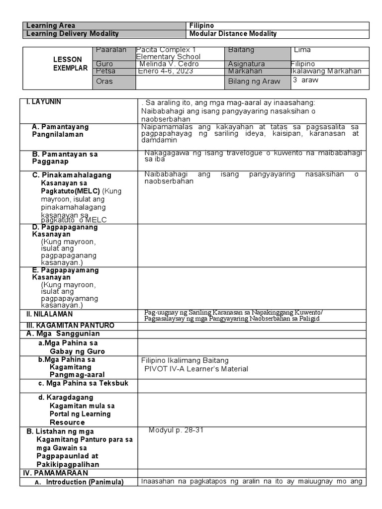Filipino Week 7 Q2 | PDF