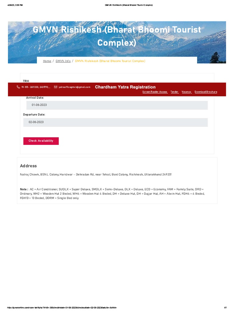 GMVN Rishikesh (Bharat Bhoomi Tourist Complex) PDF | PDF