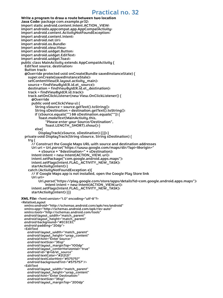 Practical No. 32,31,29 New | Download Free PDF | Android (Operating System) | Java (Programming ...