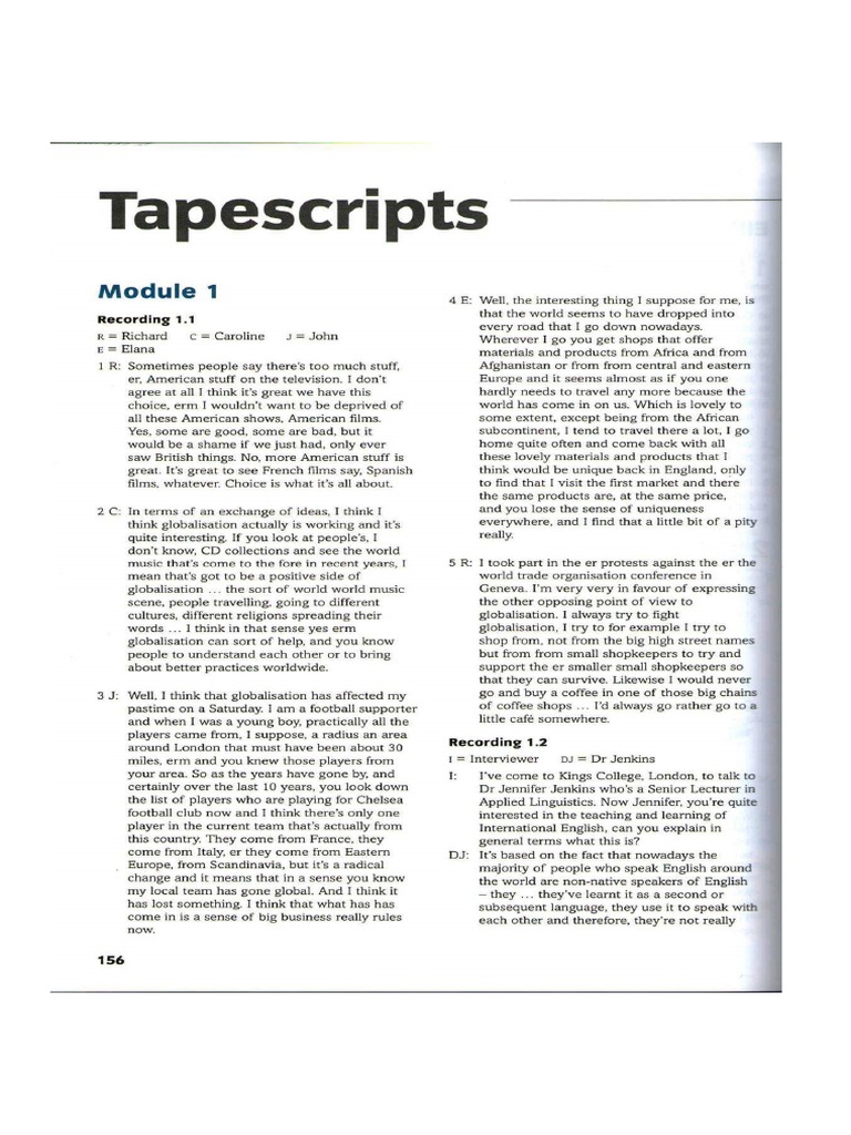NEW CUTTING EDGE - ADVANCED - Tapescripts | PDF