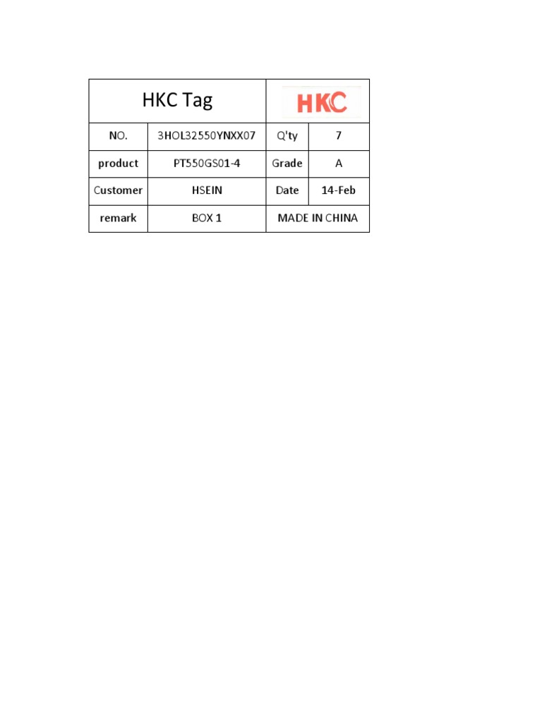 Label HKC 55 | PDF