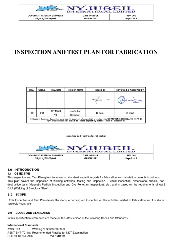 Test Plan (Fabrication) | PDF | Nondestructive Testing | Welding