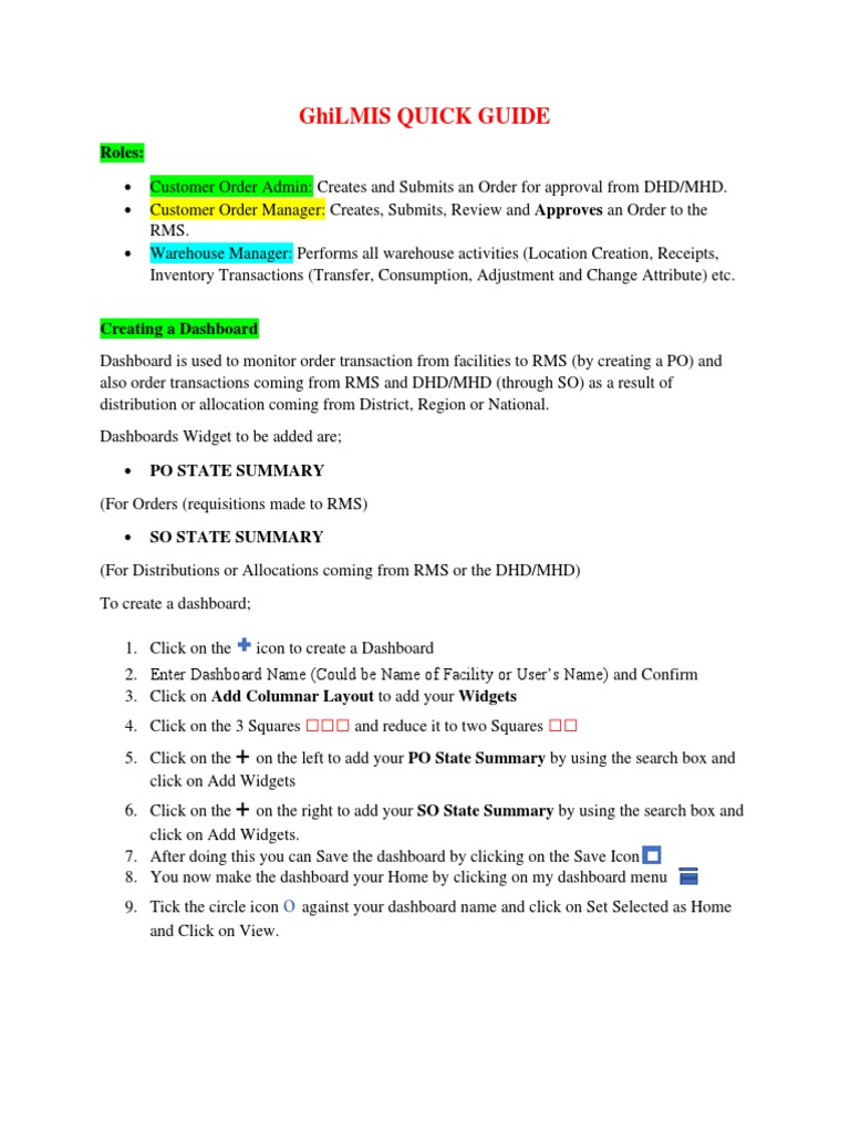 GhiLMIS Quick Guide PDF | Download Free PDF | Receipt | Warehouse