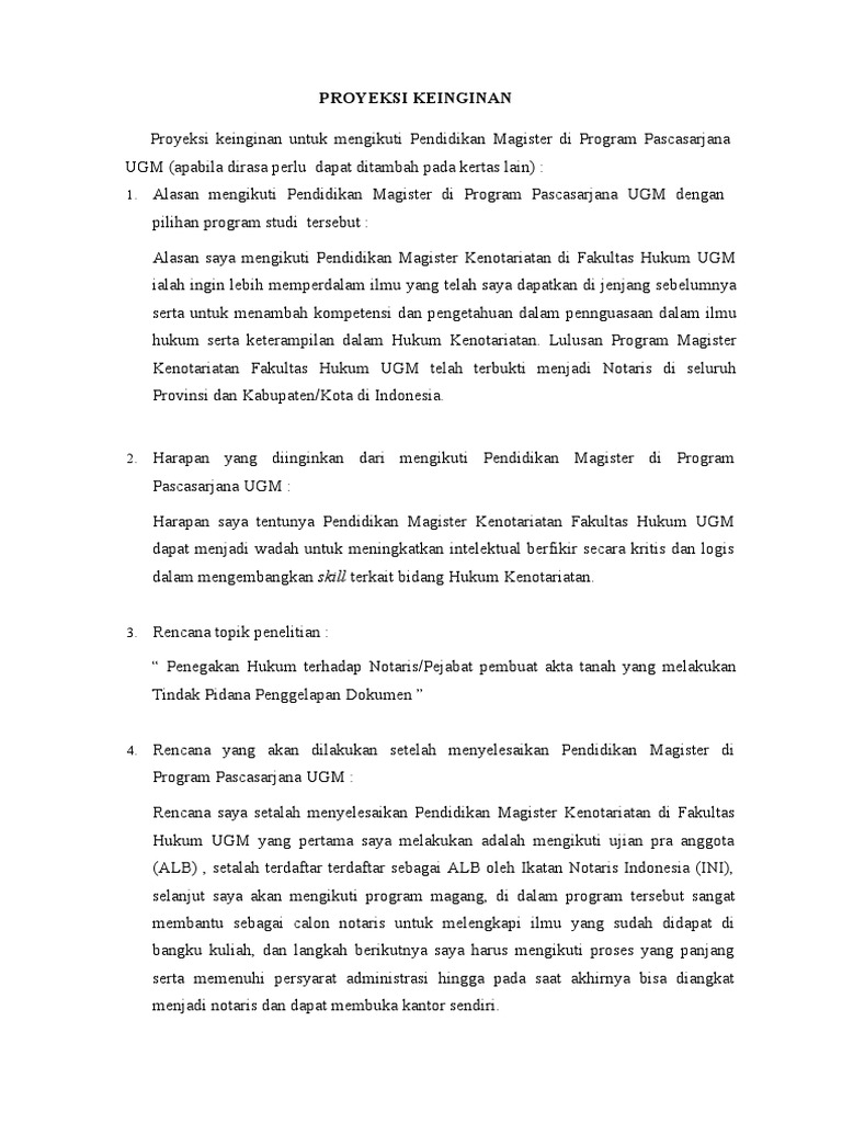 2022 Form Proyeksi Keinginan Magister | PDF