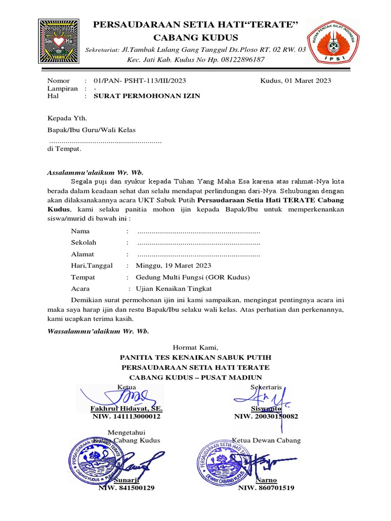 Surat Ijin Sekolah | PDF