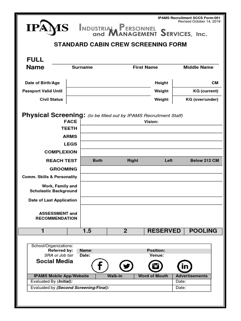 IPAMS+Cabin+Crew+Evaluation+Form | PDF