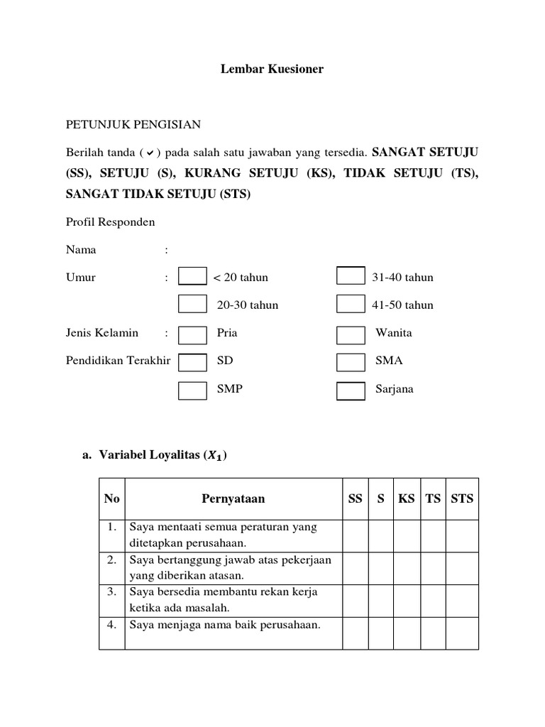 Lembar Kuesioner Print | PDF | Karier & Perkembangan | Pengembangan Diri
