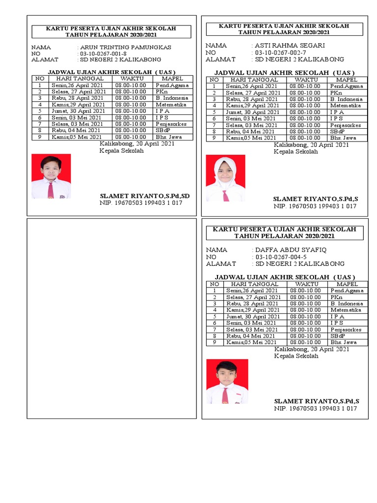 5.kartu Uas 2021 Kabong | PDF