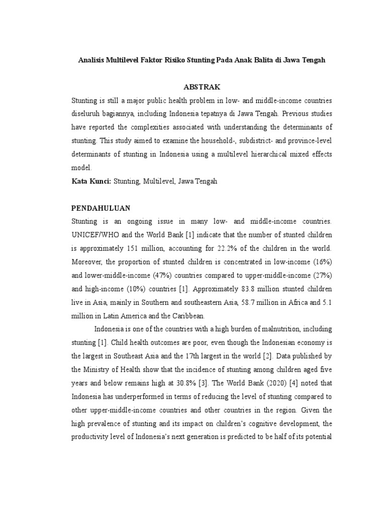 Analisis Multilevel Faktor Risiko Stunting Pada Anak Balita Di Jawa ... Analisis Multilevel Faktor Risiko Stunting Pada Anak Balita Di Jawa ...