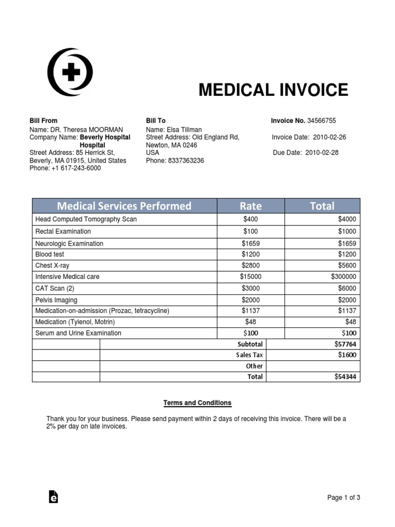 Medical Invoice | PDF | Credit Card | Payments