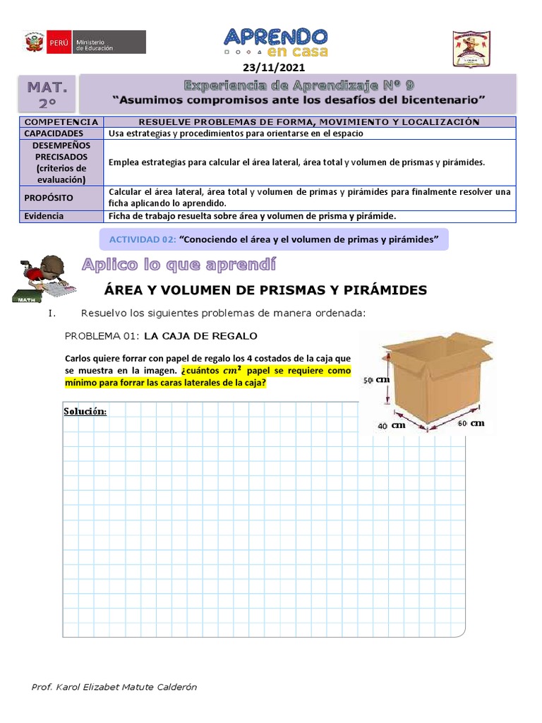 Ficha de Trabajo-Mat 2°-Act2 - Exp 9 - 23-11-21 | PDF