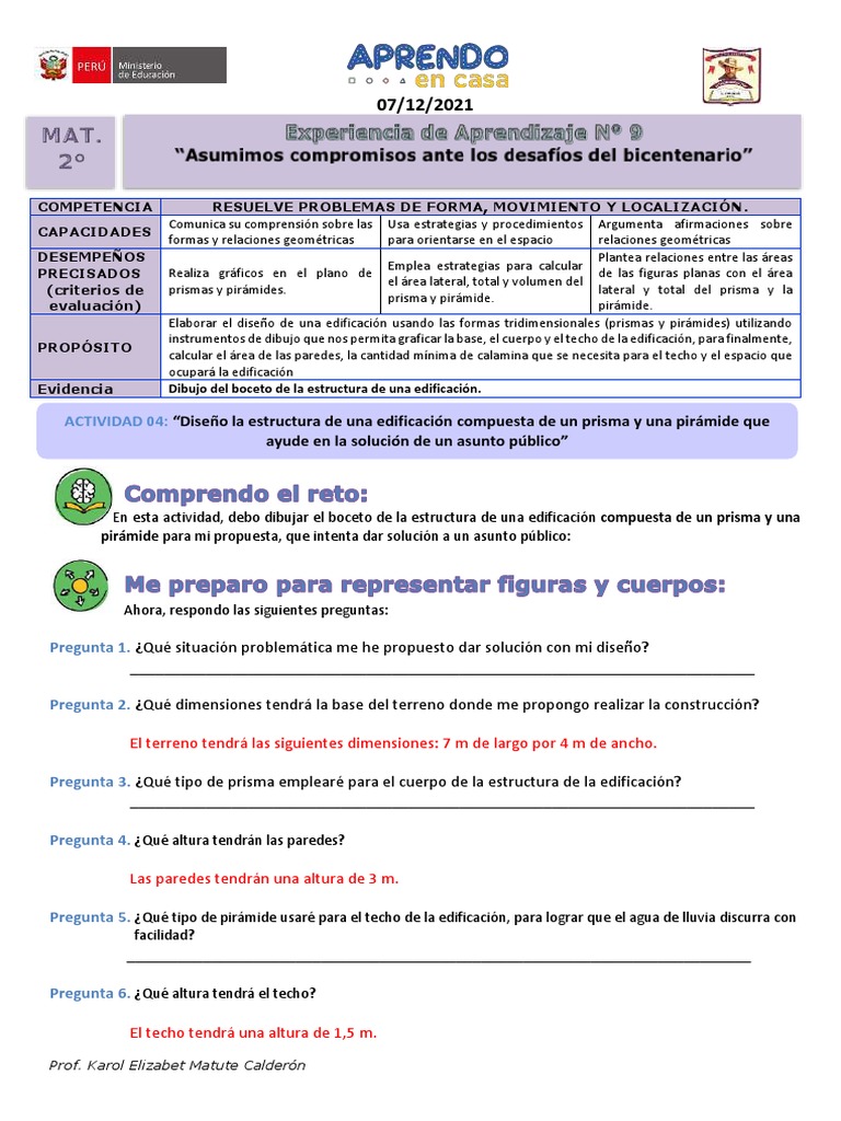 Ficha de Trabajo-Mat 2°-Act4 - Exp 9 - 07-12-21 | PDF | Dibujo | Diseño