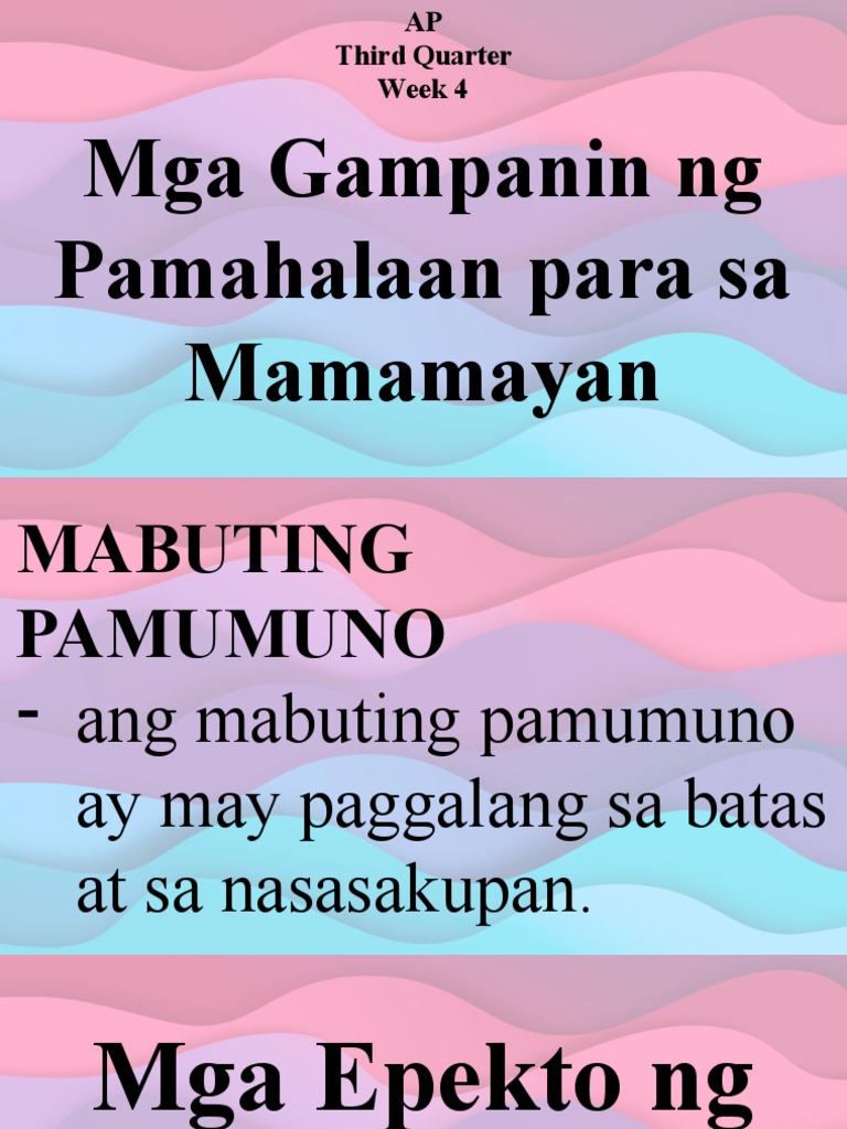 Mga Gampanin NG Pamahalaan para Sa Mamamayan | PDF