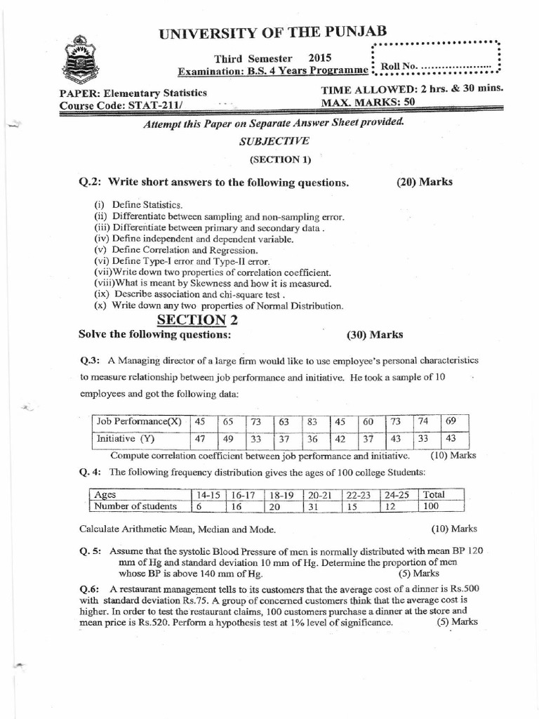 P2015 22 - Stat 211 PDF | PDF | Mode (Statistics) | Median