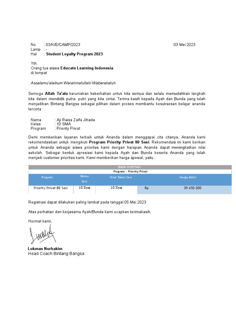 Student Loyalty Program Privat | PDF