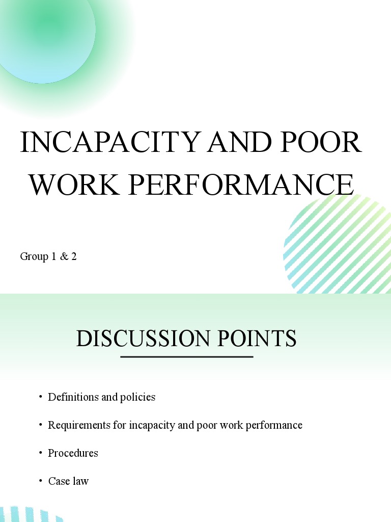 Incapacity and Poor Work Performance | PDF | Employment | Justice