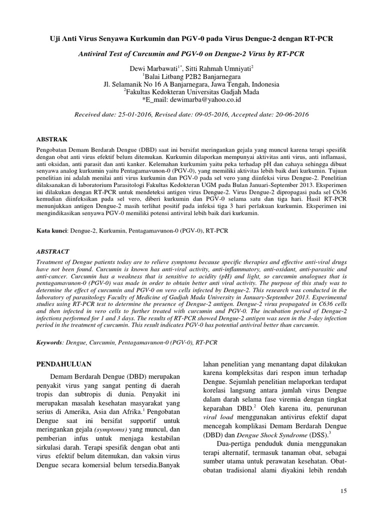Uji Anti Virus Senyawa Kurkumin Dan PGV | PDF | Sains & Matematika