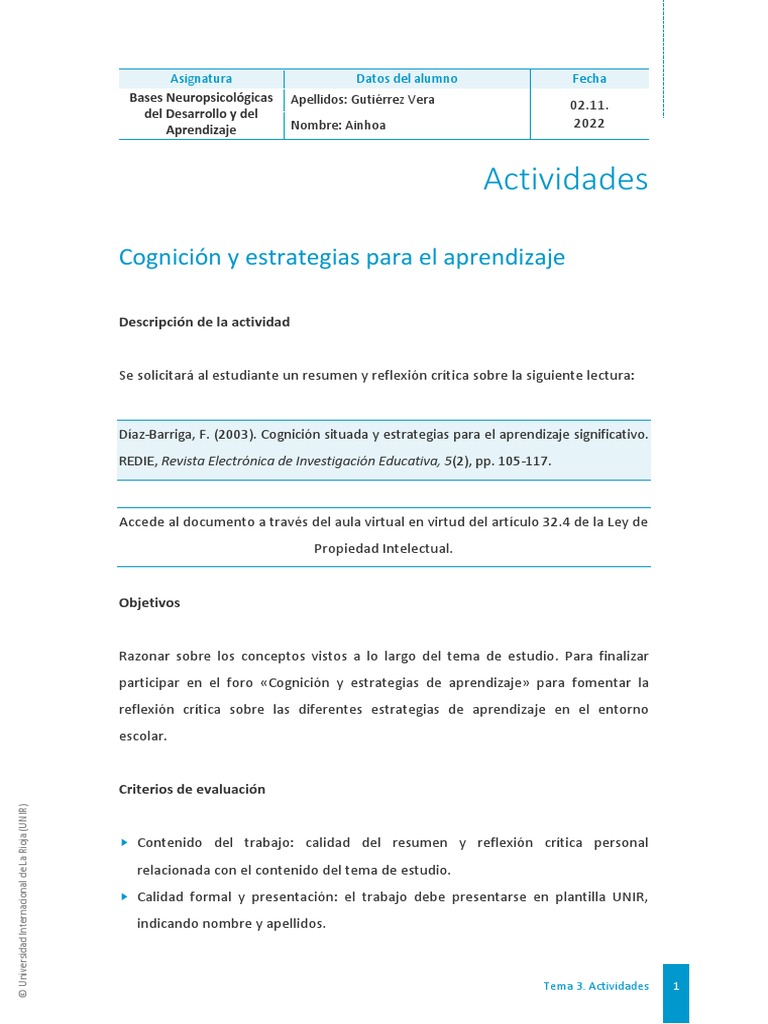 Cognición Y Estrategias De Aprendizaje Pdf Aprendizaje Neurociencia