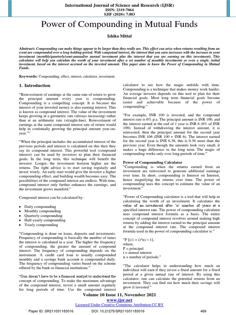 Power of Compounding in Mutual Funds | PDF | Compound Interest | Interest