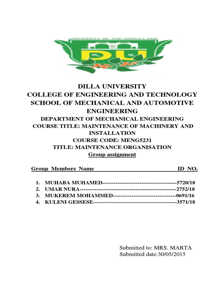 Maintenance - Organization GROUP 5 | PDF | Lean Manufacturing | Employment