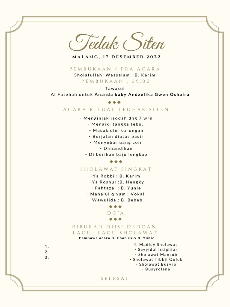 Susunan Acara Tedak Siten | PDF