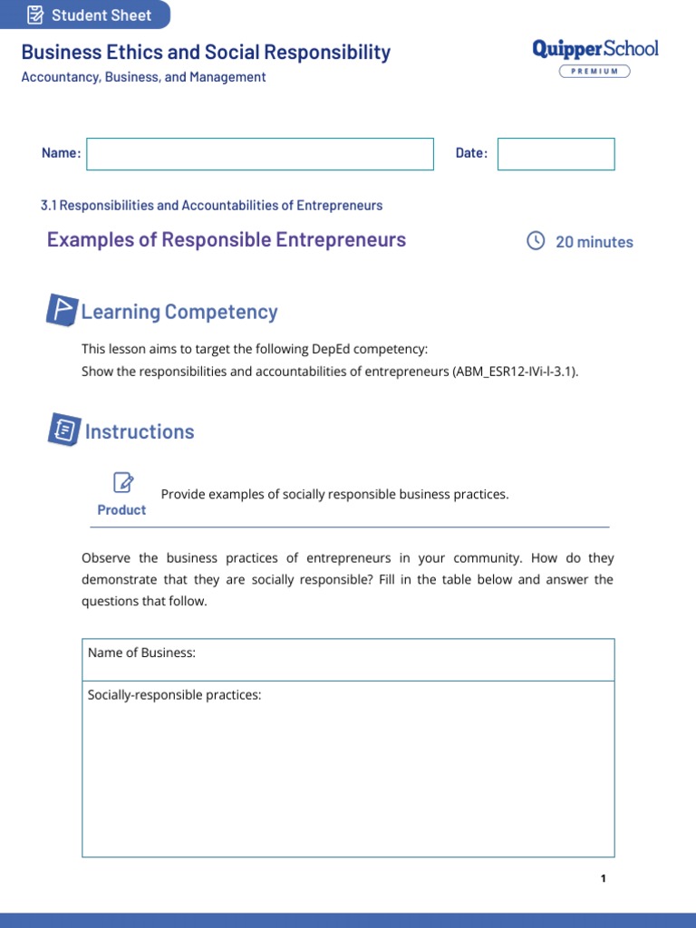 Activity 3.1 - Business Ethics & Social Responsibility | PDF | Rubric ...