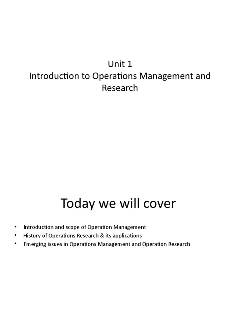 Operation Research and MGMT Class 1 PPT 16 April | PDF | Supply Chain ...