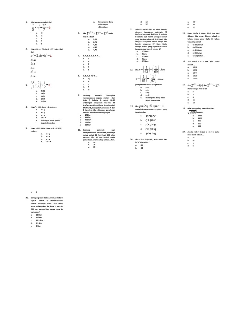 Contoh Soal Tps UTBK 2023 | PDF