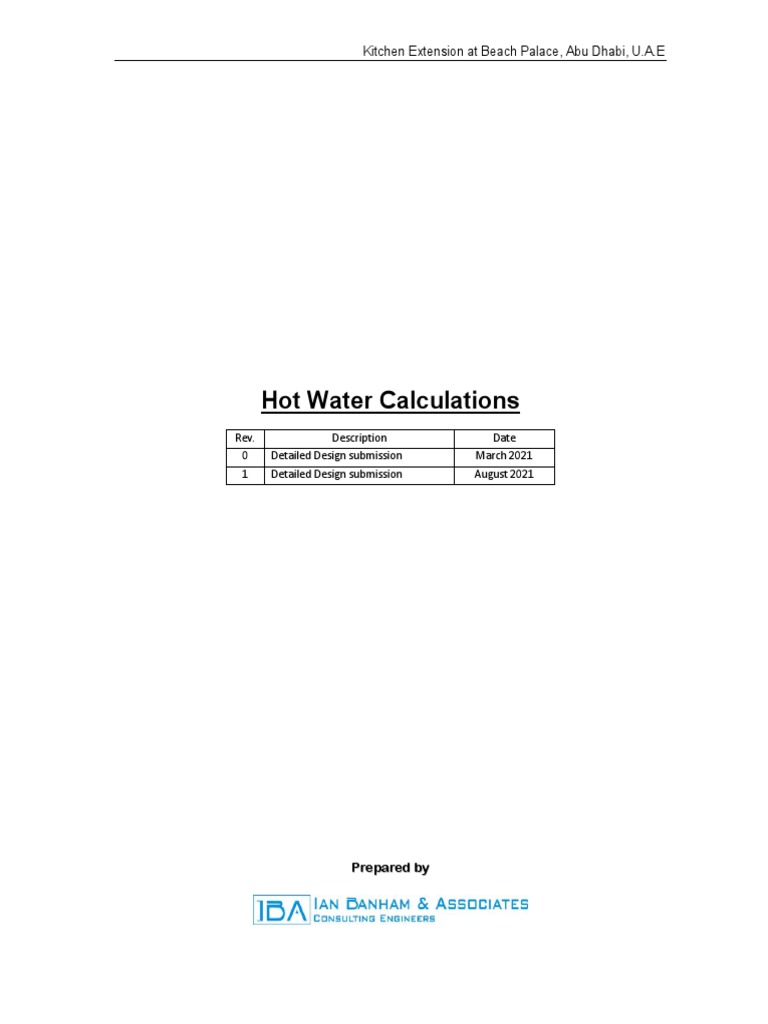Hot Water Calculations | PDF