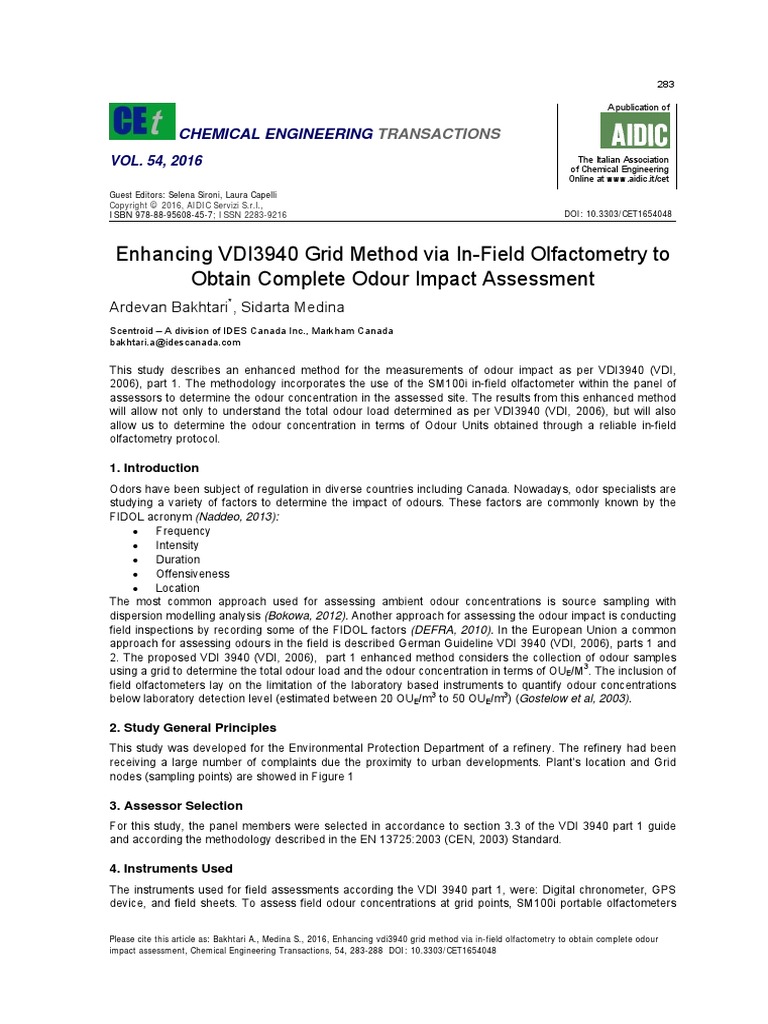 Enhancing VDI3940 Grid Method Via In-Field Olfactometry | PDF | Odor