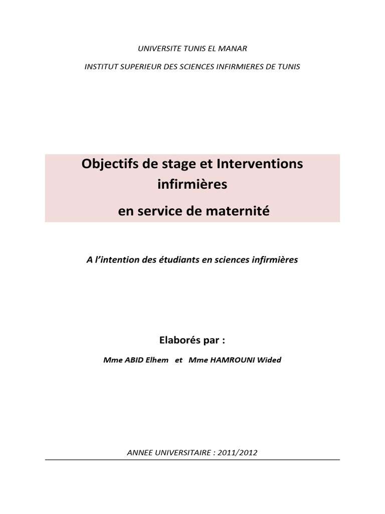 Objectifs de stage en maternité infirmière | PDF | Accouchement ...